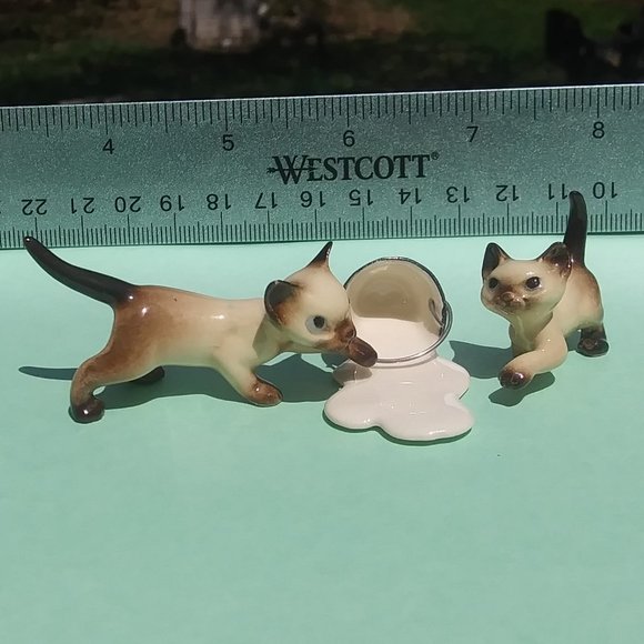 Accents | Spilled Milk Pail With Two Cats Miniature Ceramic Figurines ...
